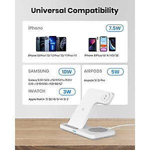 Wireless Charging Station for Apple - 3 in 1 Wireless Charger Dock Stand Watch and Phone Charger Station for iPhone14,13,12,Pro,Pro Max,SE,XS,XR,X,Samsung,Apple Watch 7/SE/6/5/4/3/2, AirPods 3/Pro/2
