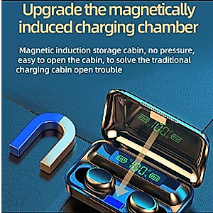 F9 True Wireless Earbud with Power Bank with Bluetooth Version 5. 1 Earbuds Portable case Charging, Sport Design, Built in Microphone (Black)