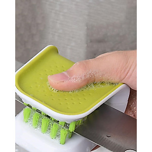 YQBOOM Blade Knife Cleaner Kitchen Washing Brush Chopsticks Cutlery Cleaning Brush Double-Sided Knife Scrubber Multifunctional Knife Sponge 1 PC with Silicone Funnel