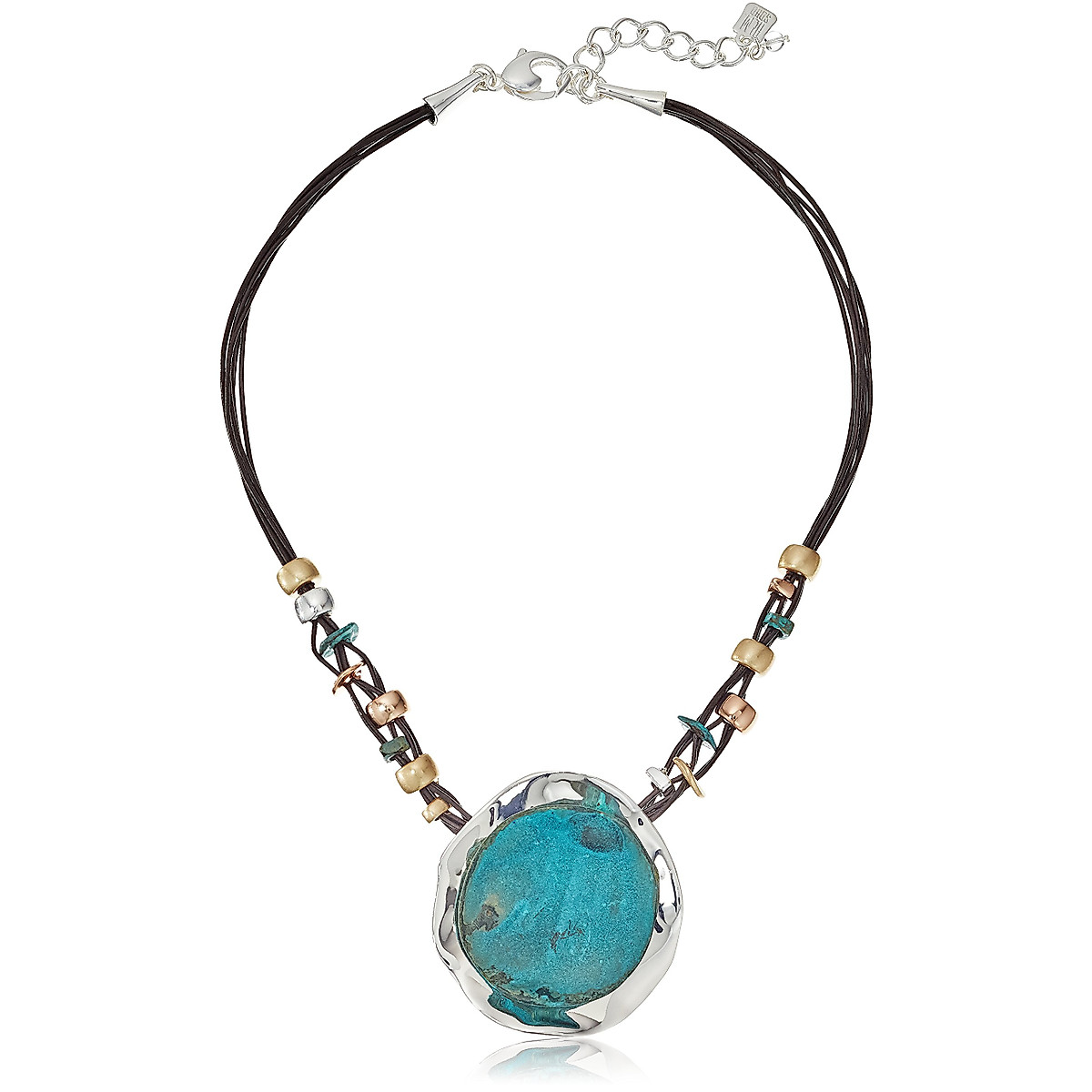 Robert Lee Morris Soho Womens Turquoise Patina Pendant Necklace, Turquoise/Patina