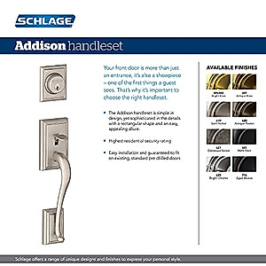 Schlage F60 ADD 622 GEO Addison Front Entry Handleset with Georgian Knob, Deadbolt Keyed 1 Side, Matte Black