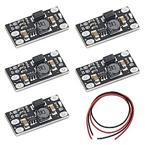 DAOKI 5PCS Mini DC-DC Boost Converter Module 3V 3.2V 3.3V 3.7V 5V 9V to 12V Step-Up Voltage Regulator Power Supply Module with 24AWG Cable