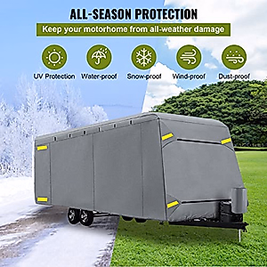 VEVOR RV Cover, 16'-18' Travel Trailer RV Cover, Windproof RV & Trailer Cover, Extra-Thick 4 Layers Durable Camper Cover, Waterproof Ripstop Anti-UV for RV Motorhome with Adhesive Patch & Storage Bag