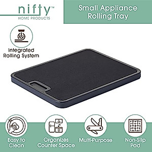 Nifty Small & Large Appliance Rolling Tray - Black, Home Kitchen Counter Organizer, Integrated Rolling System, Non-Slip Pad Top for Coffee Maker, Stand Mixer, Blender, Toaster