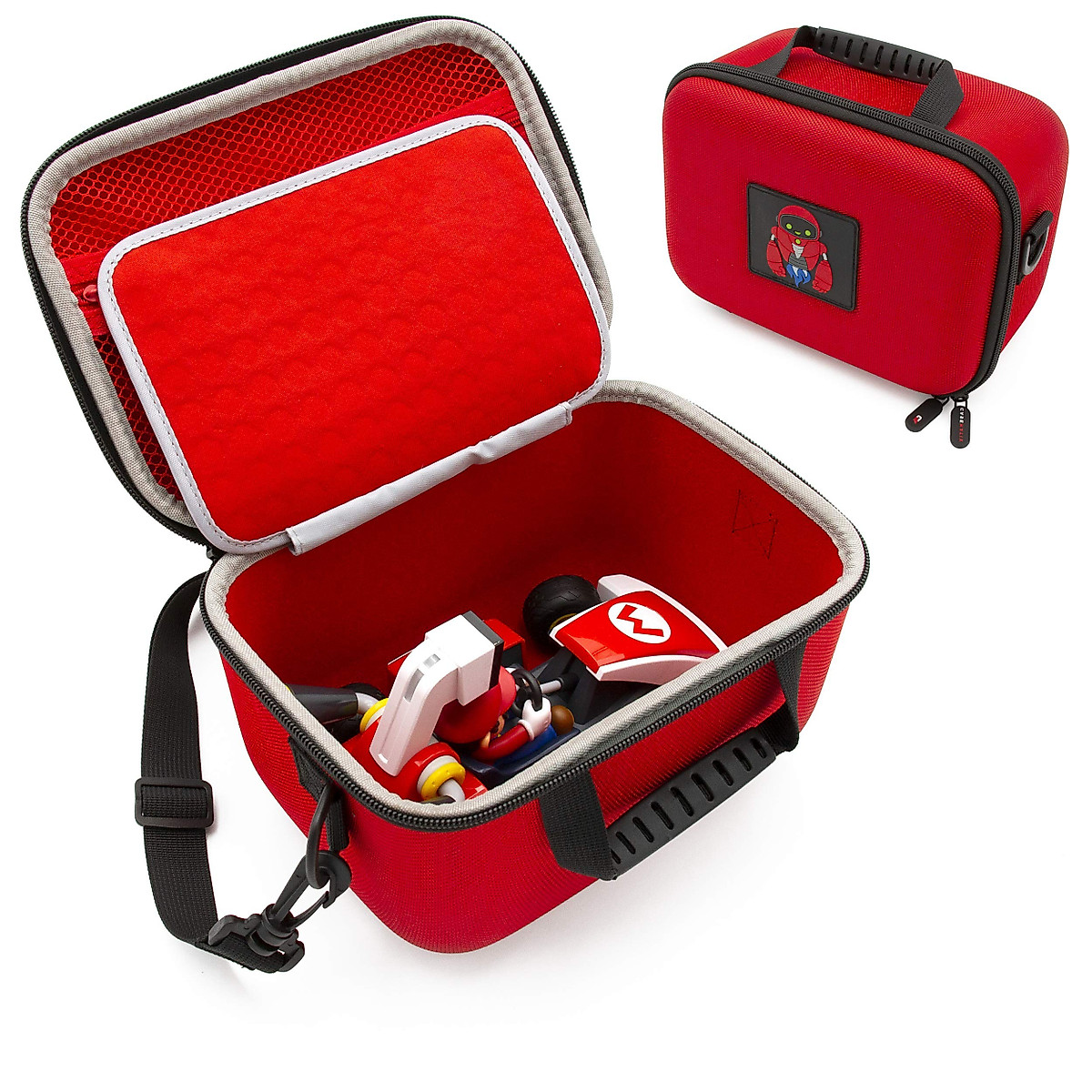 CASEMATIX Hard Shell Travel Case Compatible with Nintendo Switch Mario Kart Live Home Circuit Kart - Carrying Case with Shoulder Strap and Padded Divider, Red