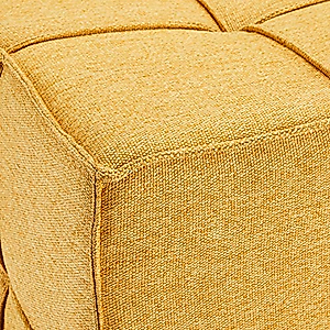FIRST HILL FHW Delicate Square Bean Bag Ottoman,Light Yellow