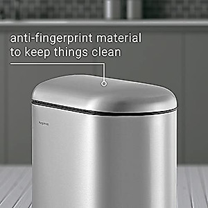 happimess HPM1010A Roland 10.6-Gallon Step-Open Trash Can, Modern, Minimalistic, Fingerprint-Proof, Rustproof, Hands-Free, Kitchen, Laundry Room, Office, 10.6 Gallons, Chrome