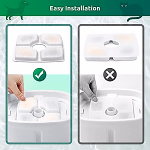 Cat Water Fountain Filters, 8-Pack Cat Fountain Filter Replacement & 4-Pack Pre-Filter Sponges for Square 84oz/2.5L Automatic Pet Fountain, Triple Filtration System Activated Carbon Replacement Filter