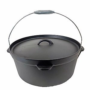 Cuisiland 16 quarts pre-seasoned Cast Iron Dutch Oven with lip lid and legs