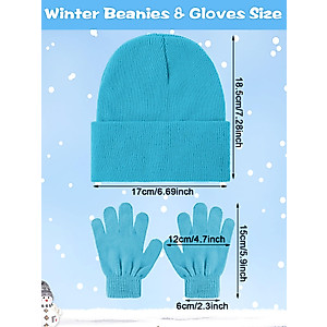 Retisee 96 Pcs Kids Winter Beanie and Gloves Set Knit Hat Bulk Warm Gloves Cap for Boys Girls Homeless Gift(Mixed Color)