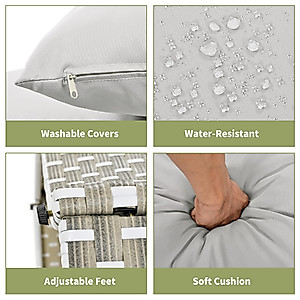 Merax Patio Conversation Set, 5-Piece Outdoor Furniture Round Sectional Sofa Set Rattan Daybed Two-Tone Weave Sunbed with Retractable Canopy, Gray