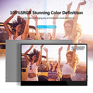 ULBRE Portable Monitor 15.6 Inch Full HD 1080P IPS Screen USB-C HDMI Portable Monitor for Laptop PC MAC Phone Xbox PS4 Gaming, External Display with Leather Case