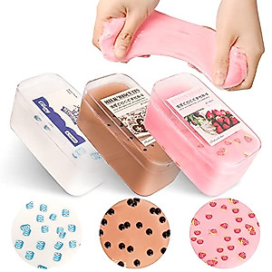 XILYPELY Butter Slime 3 Pack Clear Crystal Putty Slime Kit for Girls, DIY Sensory Stress Relief Toys, Soft Non-Sticky and Glossy Crunchy Bubble Slime Supplies, Surprise Birthday Party Favors