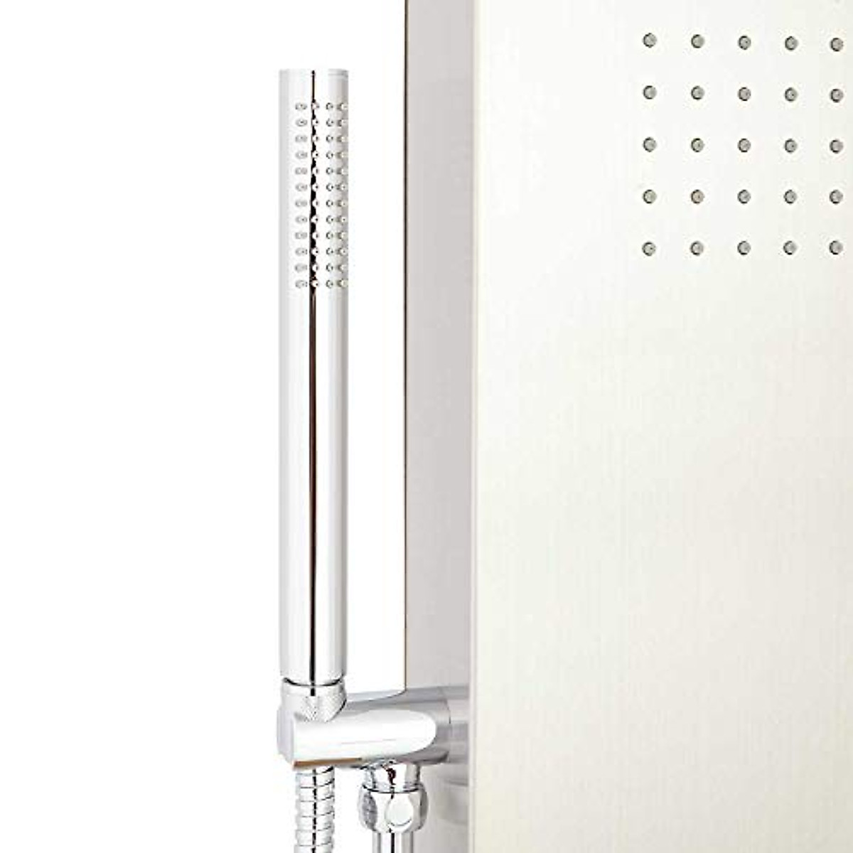 Signature Hardware 417701 Dalton Stainless Steel Thermostatic Outdoor Shower Panel with Shower Head, Hand Shower, Bodysprays and Bamboo Tray
