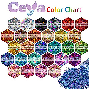 Ceya Holographic Chunky Glitter, 4.2oz/ 120g Black Craft Glitter Powder Mixed Chunky Fine Flakes Iridescent Nail Sequins for Nail Art, Hair, Epoxy Resin, Tumblers, Slime, Painting, Festival Decor