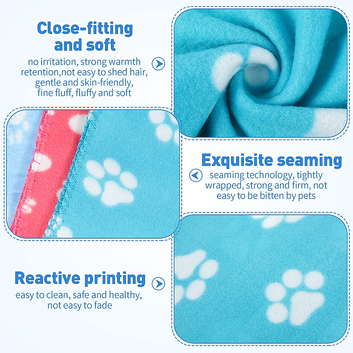 10 Pieces Pet Blankets with Paw Print Dog Cat Soft Fleece Blankets Sleep Mat Pad Bed Cover for Kitten Puppy and Other Small Animals, 24 x 28 Inch (Bright Color)