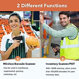 Trohestar N6 Wireless Barcode Scanner Inventory Scanner CCD Handheld Barcode Scanner with 2.4GHz Wireless & Wired Connection Portable Barcode Reader for Windows, Mac, Android, iOS (N6-CCD)