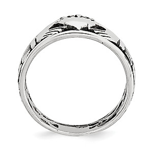 Solid 925 Sterling Silver and Vintage Antiqued Irish Claddagh Celtic Ring Band Size 7