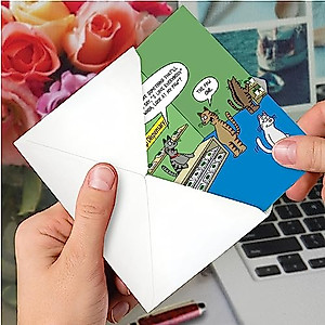 NobleWorks - 1 Funny Animal Card for Birthdays - Pet Cat and Dog Humor, Birthday Notecard with Envelope - Catnip Dispensary C9315BDG