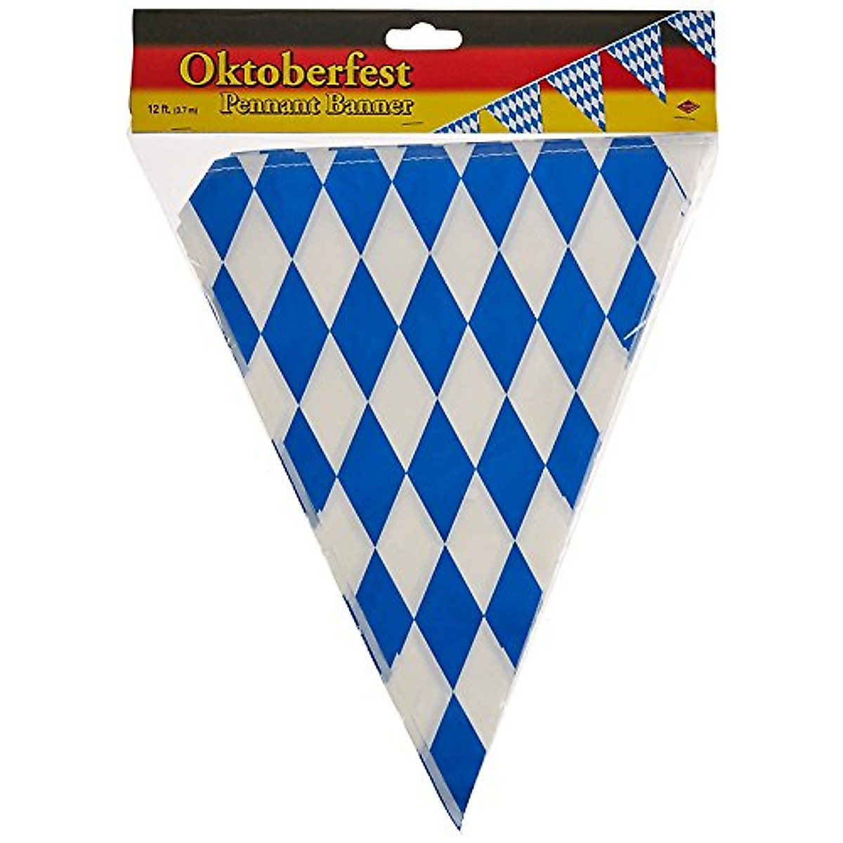 Beistle 50970 Oktoberfest Bavarian Flag Pennant Banner 11 Inches by 12 Feet (3-Pack)