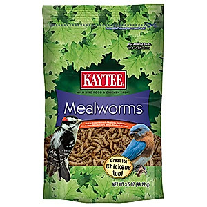 Kaytee Wild Bird Food Mealworms For Bluebirds, Wrens, Robins, Chickadees, Woodpeckers, Cardinals & Chickens, 3.5 Ounce
