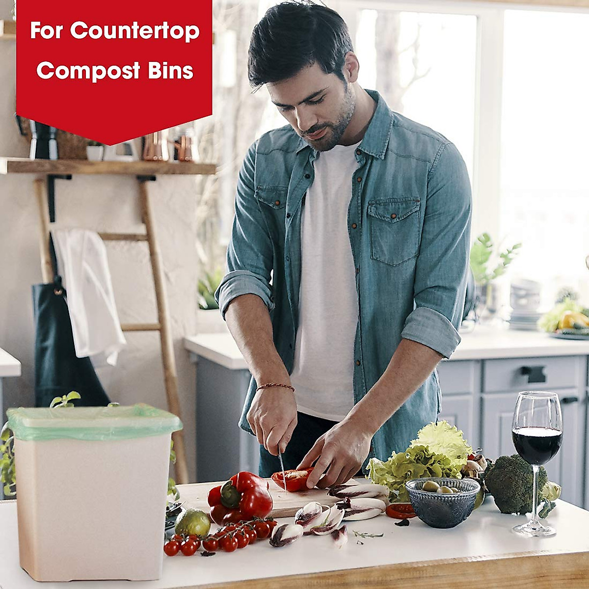 Compost Bags, Compostable Trash Bags 2.6 Gallon Compostable Bags 100 Count Small Compost Bags for Countertop bin Extra Thick 0.71 Mil. ASTM D6400 Certified By BPI and TÜV AUSTRIA