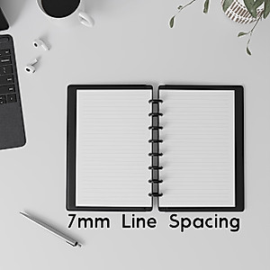 Discbound Half-Letter Size Lined Paper Refill, 250 Sheets (500 Pages), 5.5 in. x 8.5 in., 100 GSM, Junior Size 8 Disc Notebooks