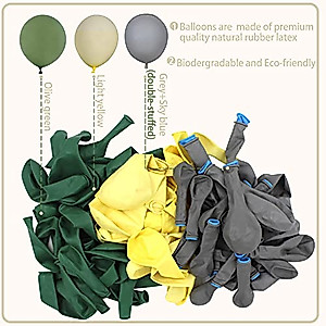 130Pcs Sage Green Balloons Garland Arch Kit Double-Stuffed Blue Ballons and Retro Olive Green Light Yellow Ballons for Party Decorations Birthday Bridal Baby Shower Tropical Bachelorette Party…
