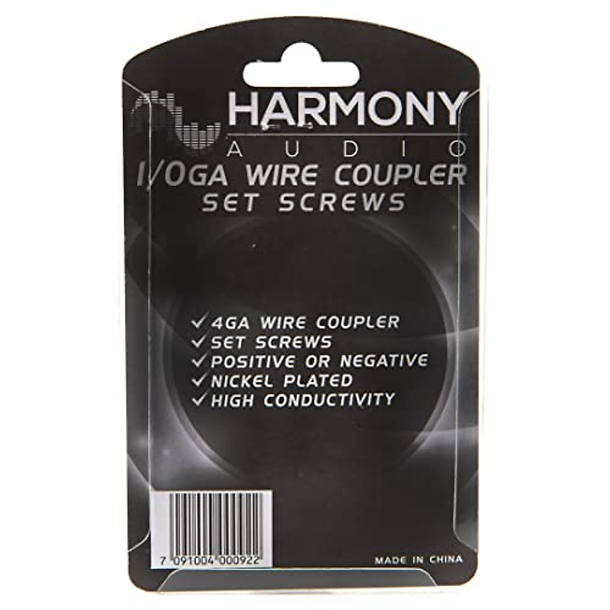 Harmony Audio HA-WC0 Car Stereo Power or Ground 1/0 Gauge Wire Splice Coupler - Nickel Plated