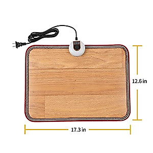 Livtribe AC 110V Heated Floor Mat for Foot, Wood Stripe Carbon Crystal Heating Pad, Electric Heated Foot Warmers for Office, Home Brown