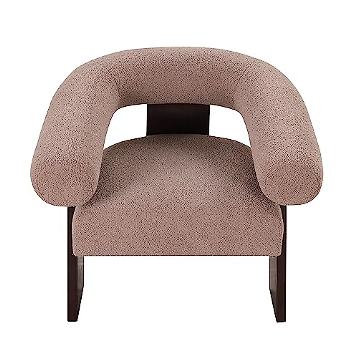 Flieks The Curved Wishbone Frame Accent Chair Teddy Velvet for Living Room, Light Brown