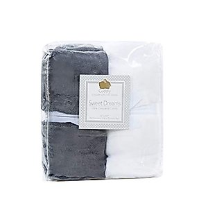 Cozy Fleece Microplush Super Soft Fitted Crib Sheets (Set of 2), Grey/White