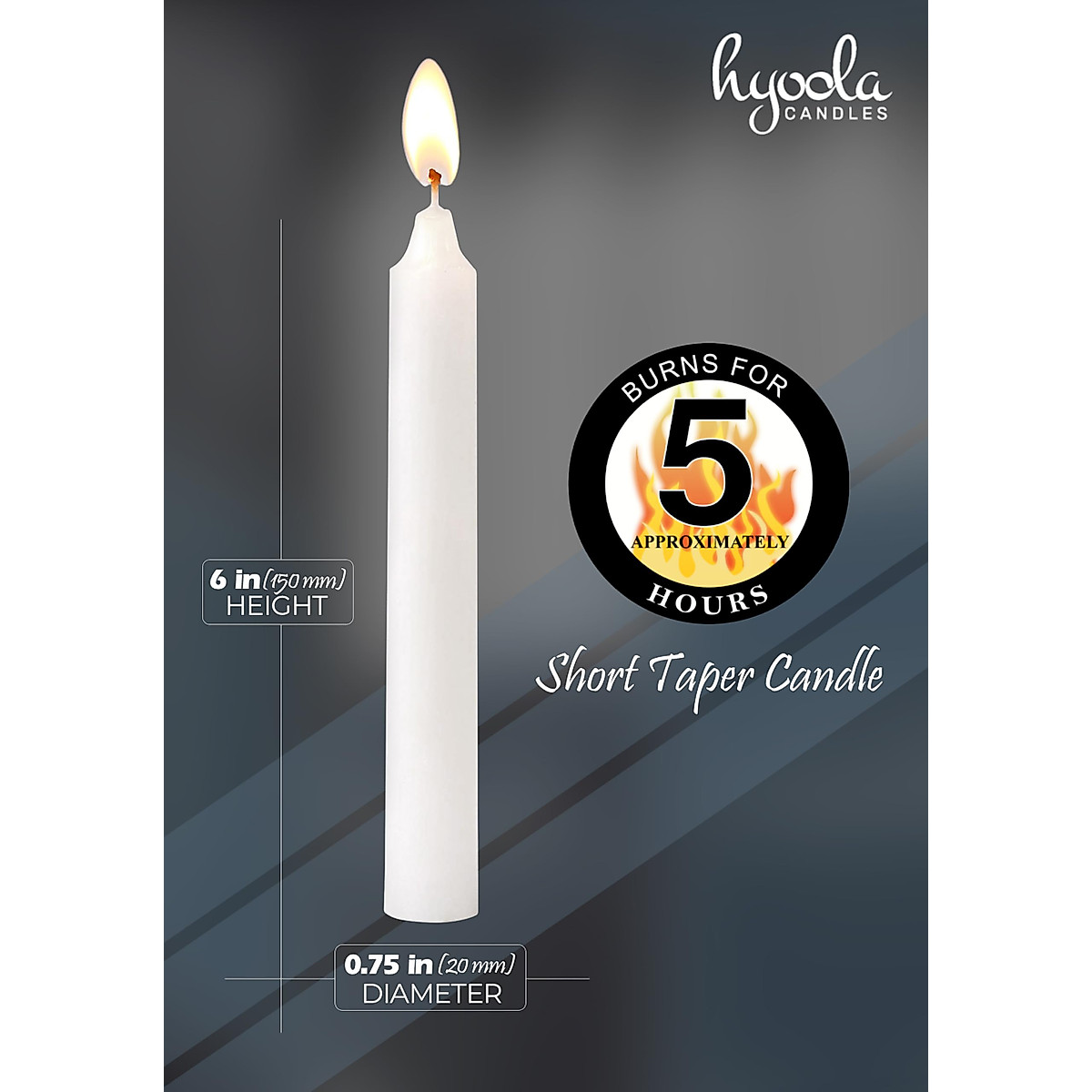 Hyoola Taper Candles - 6 Inch White Dripless, Unscented Dinner Candle - 36 Pack European Made Candles 5 Hour Burn Time