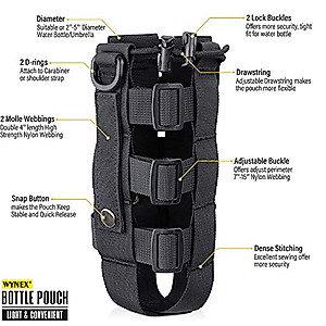 WYNEX Tactical Water Bottle Pouch of Weave Design, MOLLE Bottle Holder Kettle Pouches Hydration Carrier Bag, Adjustable H20 Bottle Holster Waist Pack for Hydro Flask, Nalgene, Contigo Bottle