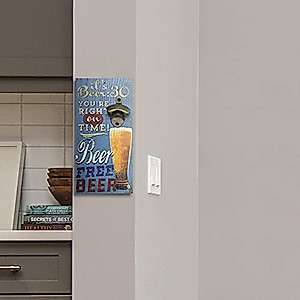 Activewhey Vintage Wooden Wall Mounted Bottle Opener, Best Unique Gifts for Beer Lovers, Dad, Husband, Boyfriend, Gift Ideas for Housewarming, Christmas, Father's Day, Blue