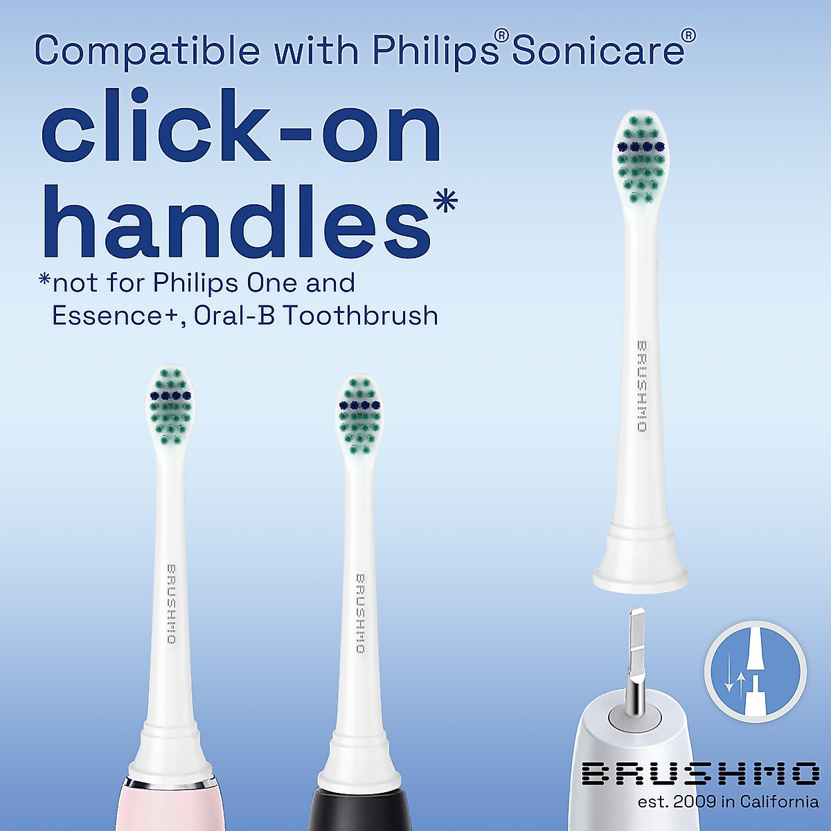 Brushmo Compact Size Replacement Toothbrush Heads Compatible for Philips Sonicare ProResults HX6023 Superior Clean, Better Gum Health, Smaller Heads for Hard-to-Reach Areas, BM628, 8 Pack