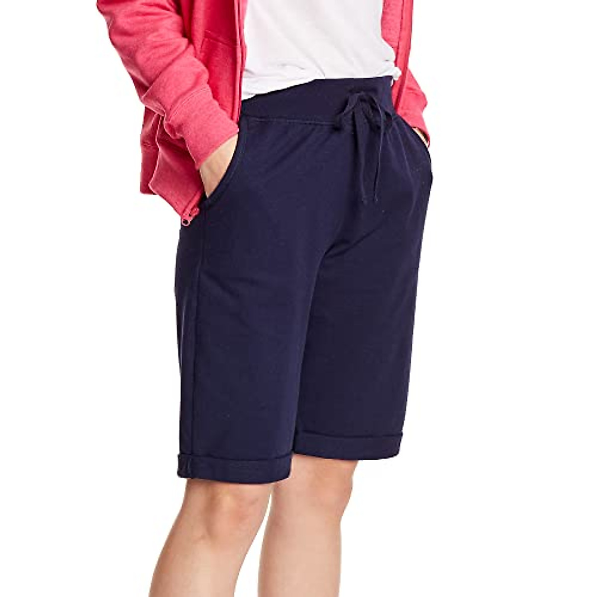 Hanes Women's French Terry Bermuda Short, Navy, X-Large