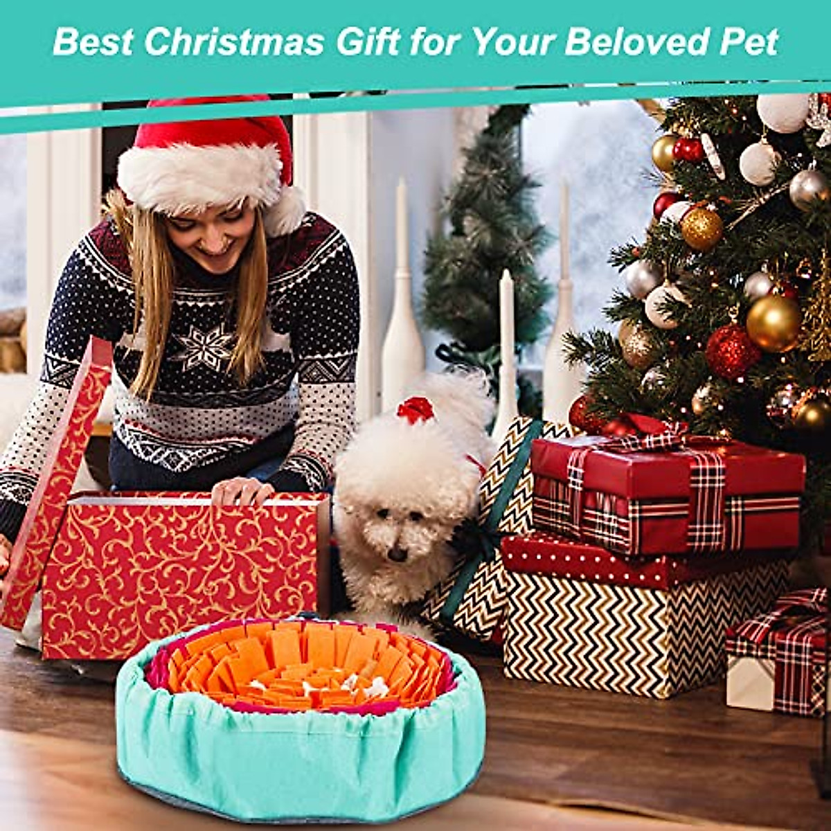 Vivifying Snuffle Mat, Interactive Sniff Mat for Dogs Slow Eating and Keep Busy, Adjustable Dog Digging Toys Encourages Natural Foraging Skills and Mental Stimulation