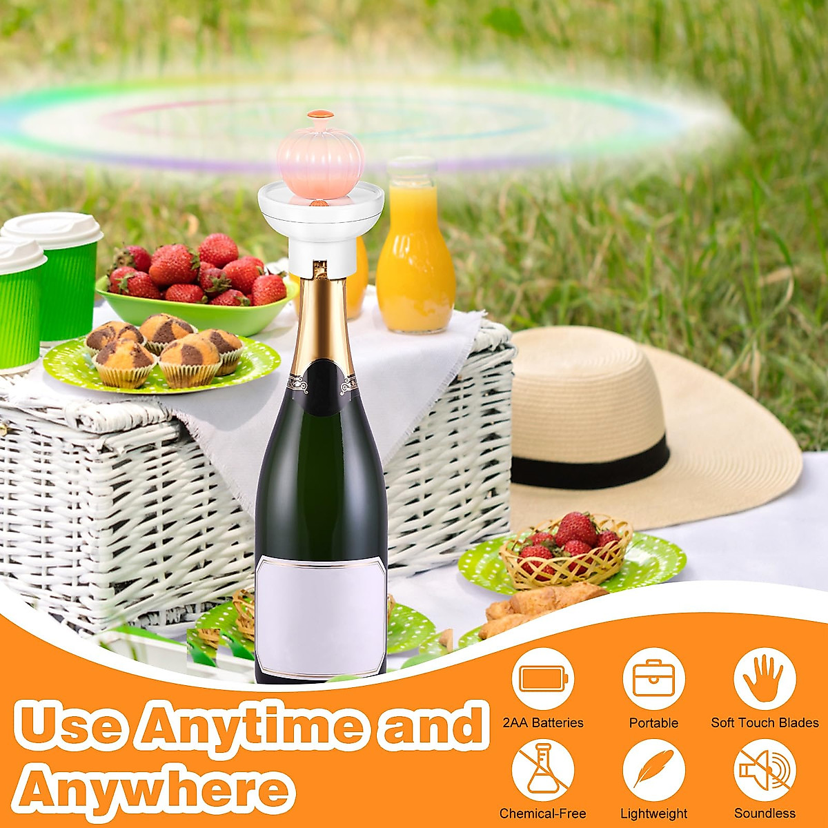 MANOPORA 4 Pack Fly Fans for Tables, Creative Pumpkin Shapes Fly Fan Portable Tabletop Food Fan, Indoor Outdoor Battery Powered Picnic Camping Fly Fans for Picnic, Party, BBQ, Kitchen, Restaurants