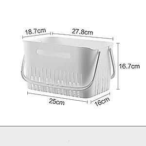 3 Packs Portable Plastic Storage Baskets,Eyluck Plastic Organizer Storage Baskets with Handles,Shower Caddy Basket Organizer Bins for Kitchen Bathroom-11 x 7.7 x 6.2 Inch ,White