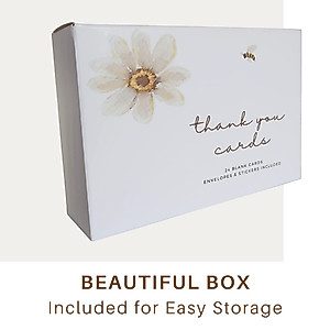 Floral Thank You Cards w/ Envelopes & Stickers (Set of 24) - Cardstock, 4 x 6” Boho Thank You Cards - Thank You Cards with Envelopes for Wedding, Birthday, & Bridal Shower - Blank Thank You Cards