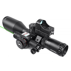 Sniper ST2.5-10x40 Rifle Scope Combo with Green Laser R/G Illuminated Reticle Red Dot Sight