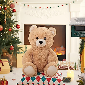 Tezituor Teddy Bear Stuffed Animal, Small 18 inch Teddy Bear Cute Plush Bear, Christmas Birthday Valentines Day Teddy Bear Gift for Girlfriend Girl Boy, Tan