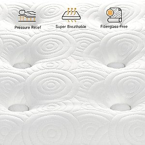 Vesgantti Twin XL Mattress, 12 Inch Hybrid XL Twin Mattress in a Box, Extra Long Pillow Top Twin Mattress, Gel Memory Foam and Pocket Coils Innerspring Mattresses, Medium Firm Plush Feel