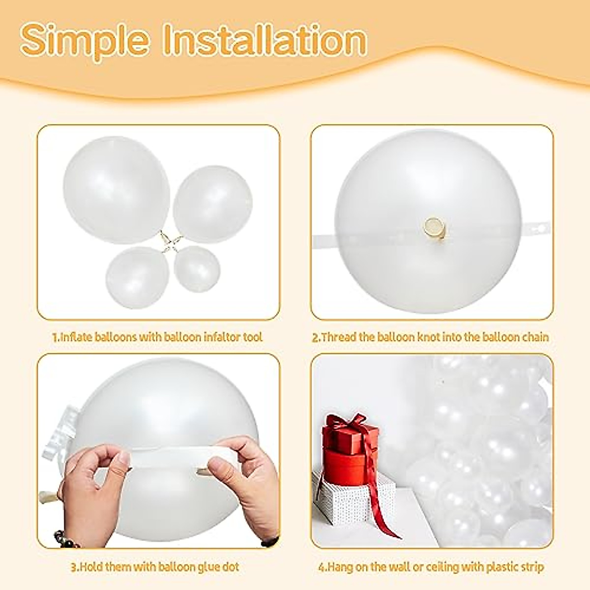 123pcs Pearl White Balloons Different Sizes for Garland Arch,Premium Party Latex Balloons for Birthday Party Graduation Wedding Anniversary Baby Shower Party Decoration