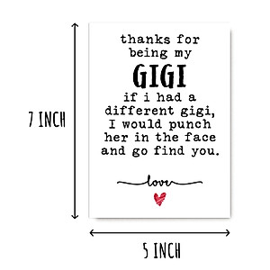 NTVShop Thank You Card - For Being My Gigi Card - Funny Birthday Card - Humorous Gigi Christmas Keepsake - Gift For Her