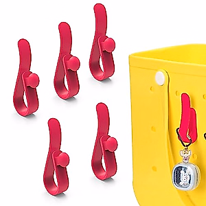 5PCS Hooks Accessories for Bogg Bags, Insert Charm Cutie Cup Holder Connector Key Holder Mask Holder (Pink)