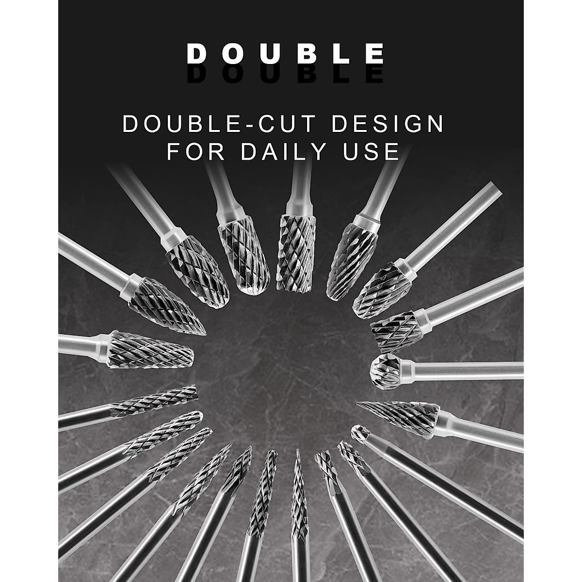 AKCIAON Carbide Burr Set 20PC Rotary Grinder Burr Bits,1/8" Shank Die Grinder Bits,Professional Tungsten Double Cutting Burrs Compatible with Dremel Carbide Bits for Metal Carving Grinding Engraving…