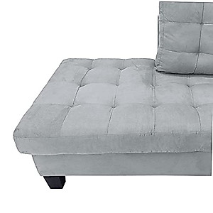 Casa Andrea Milano 3 Piece Modern Tufted Micro Suede L Shaped Sectional Sofa Couch with Reversible Chaise & Ottoman