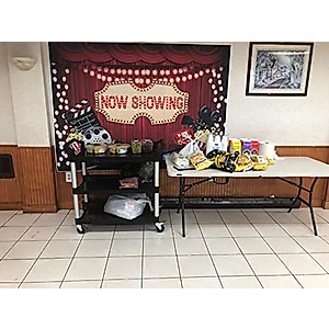 BINQOO 7x5ft Movie Night Backdrop for Birthday Party Movie Theme Now Showing Red Carpet Photography Backdrop and Studio Props Movie Party Ceremony Dress-up Awards Parties Photo Photography Background